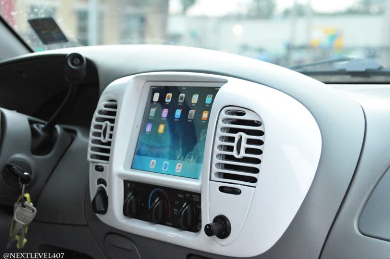 Ipad-Mini-installed-ford-truck-custom-dash-stereo | Orlando Custom Audio