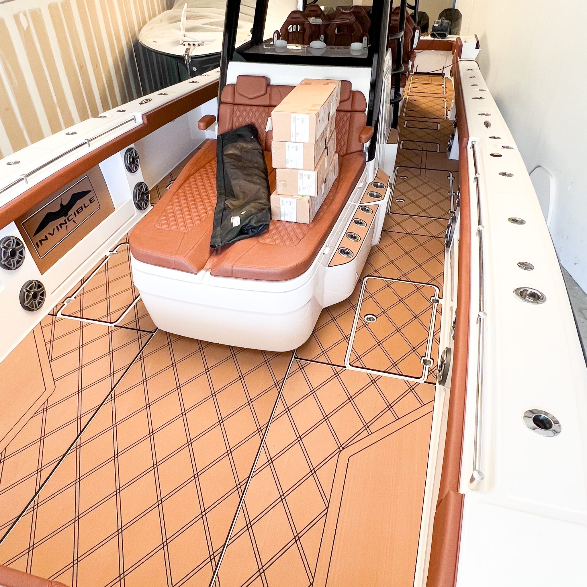 Invincible Boat with Custom SeaDek® Installed | Orlando Custom Audio